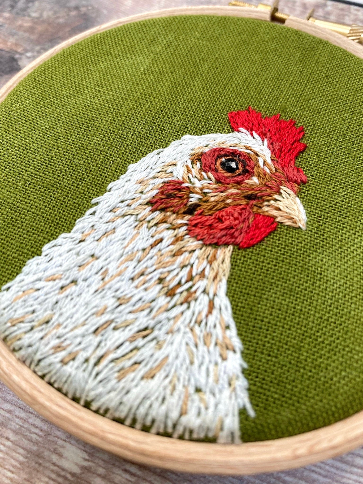 Chicken Hand Embroidery Hoop Pattern: Modern Farmyard Hen (PDF Download ...