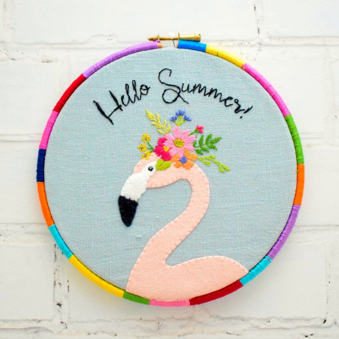 Summer Flamingo Hand Embroidery Hoop Pattern Instant Download - Etsy