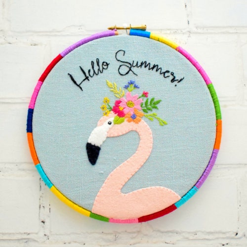 Summer Flamingo Hand Embroidery Hoop Pattern Instant Download - Etsy