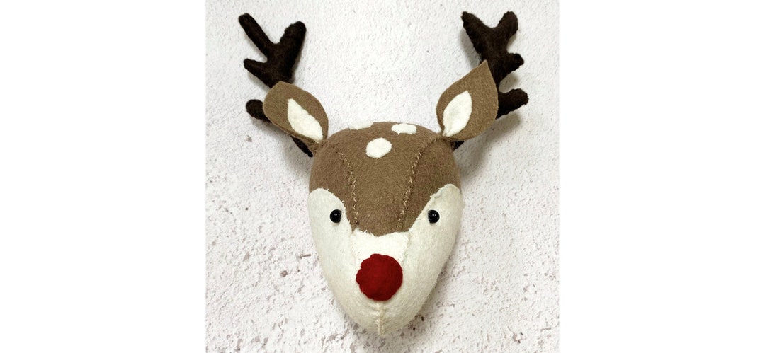 Felt Baby Rudolph Christmas Reindeer Animal Head Ornament Sewing ...