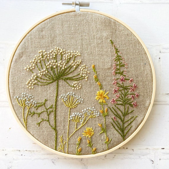 Summers End Hoop hand embroidery pdf pattern Kits & How To Crewel ...
