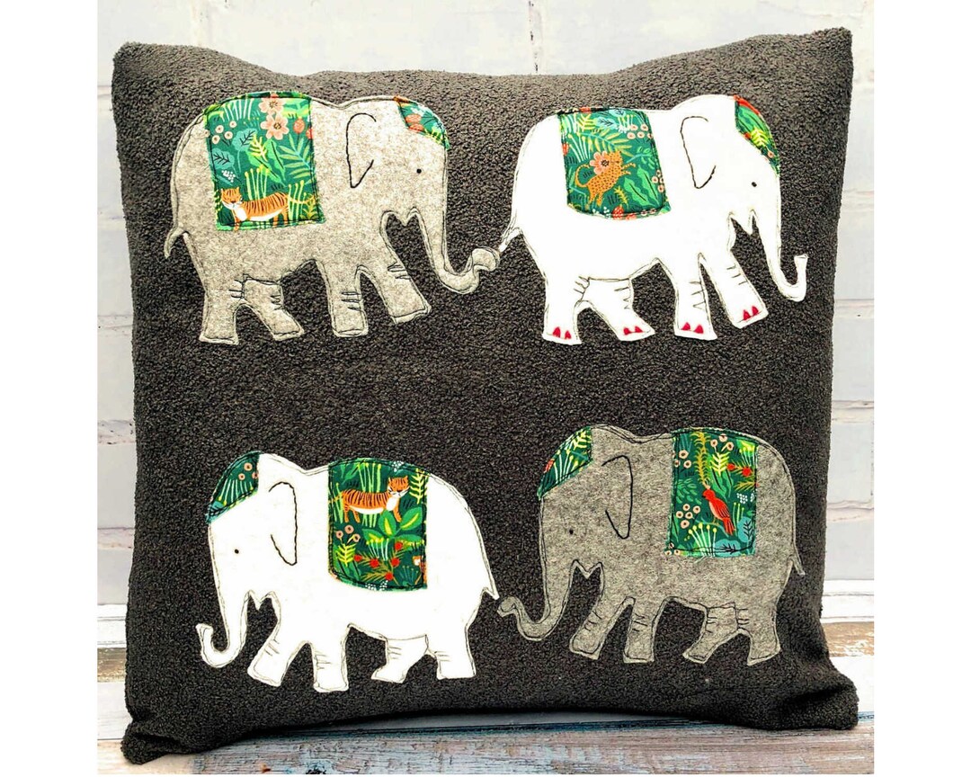 Marching Elephants Cushion pillow Cover Pattern Pdf Instant Download - Etsy