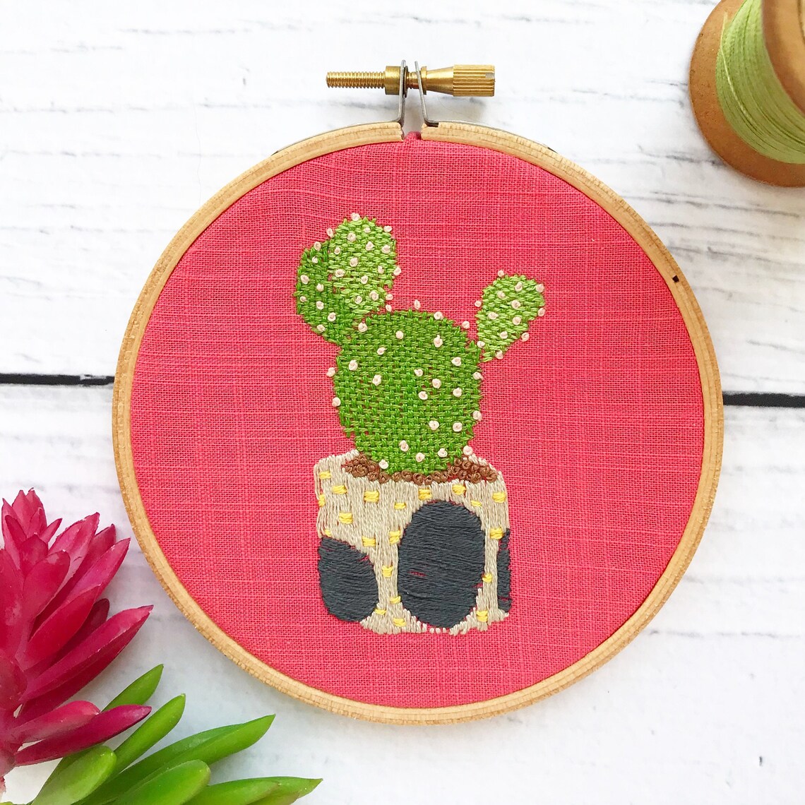 Two Hand Embroidered Cactus Hoops Pdf Pattern Instant Download - Etsy