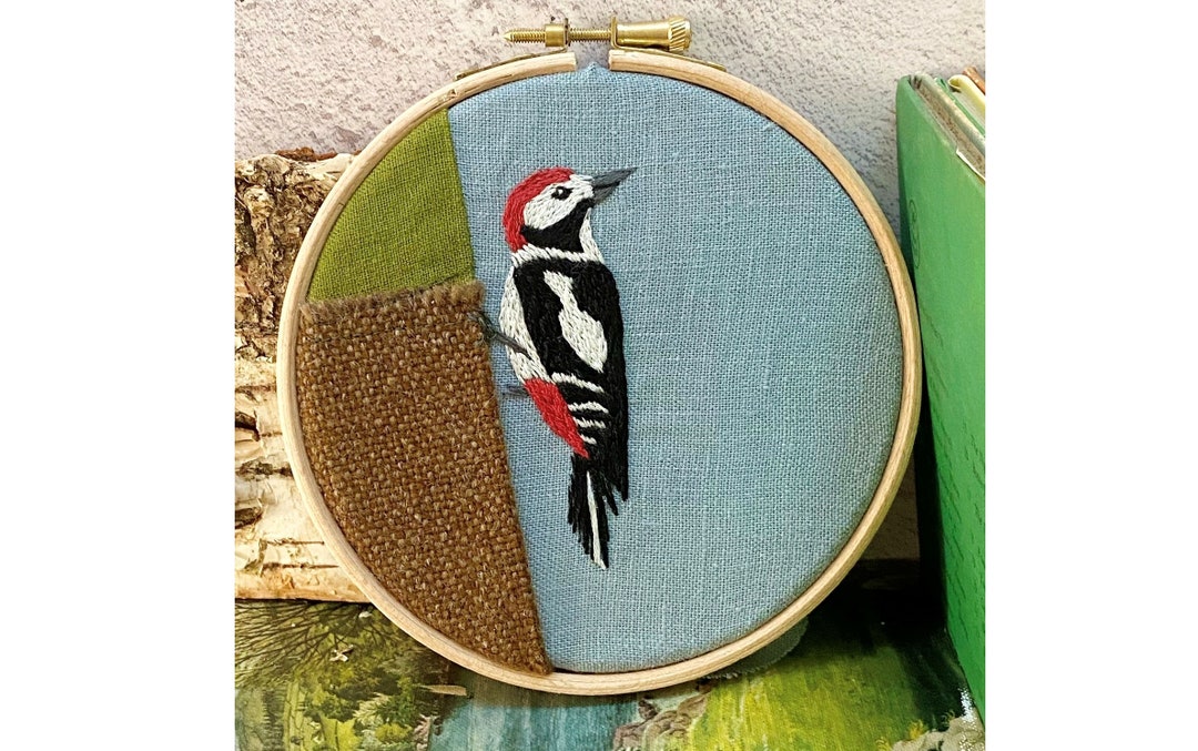Woodpecker Hand Embroidery Pattern: English Bird, Easy Stitch (PDF File ...