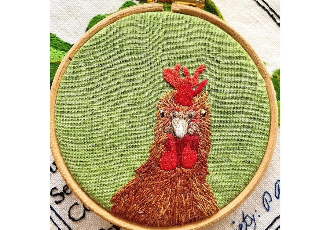 Chicken Hand Embroidery Hoop Pattern: Farmhouse Wall Decor (PDF Pattern ...