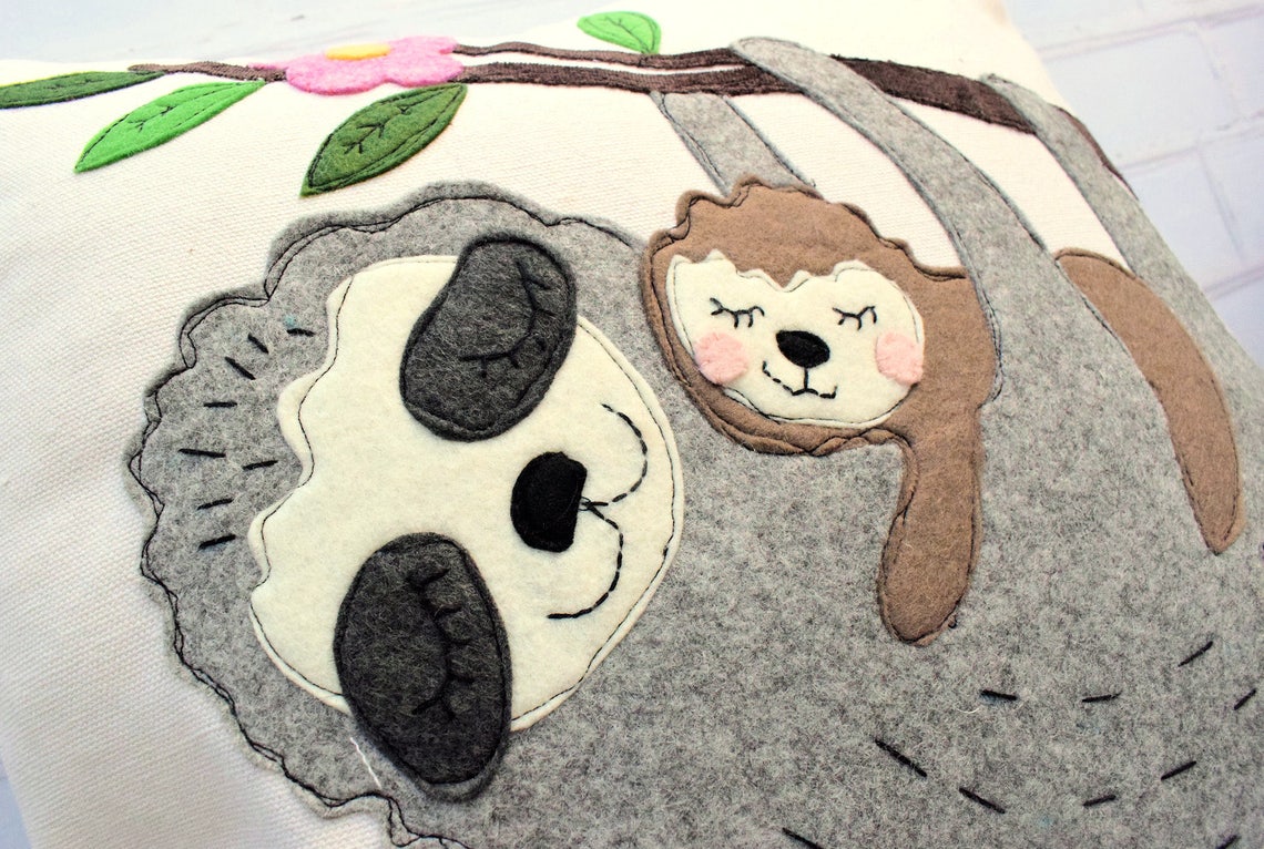 Sleepy Sloth Cushion Pillow Applique Pattern Pdf Instant - Etsy
