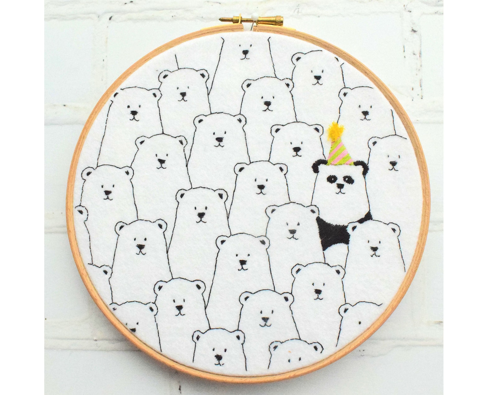 Party Panda Hoop Hand Embroidery Pattern Pdf Instant Download - Etsy