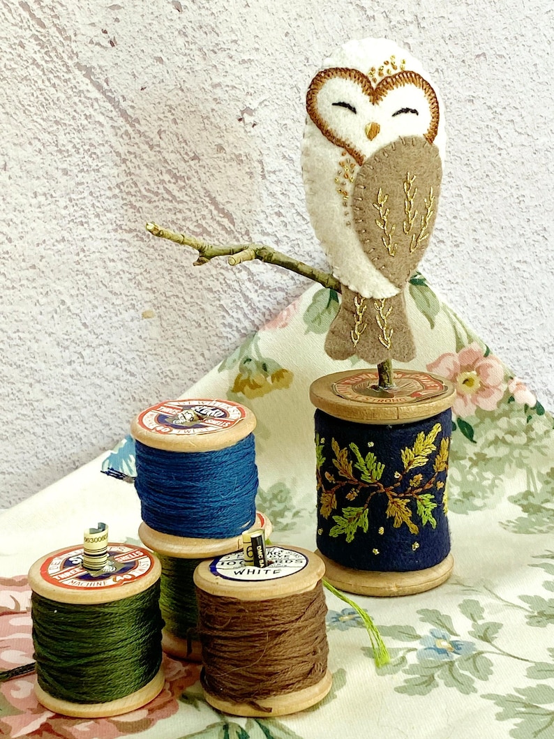Felt Owl Ornament Pattern: Embroidered Bobbin, Spool Decor (PDF Pattern ...