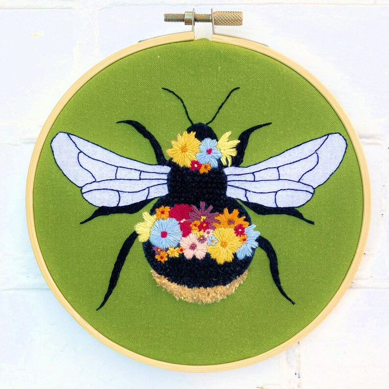 Floral Bee Hoop Hand Embroidery Pattern Pdf Instant Download - Etsy UK