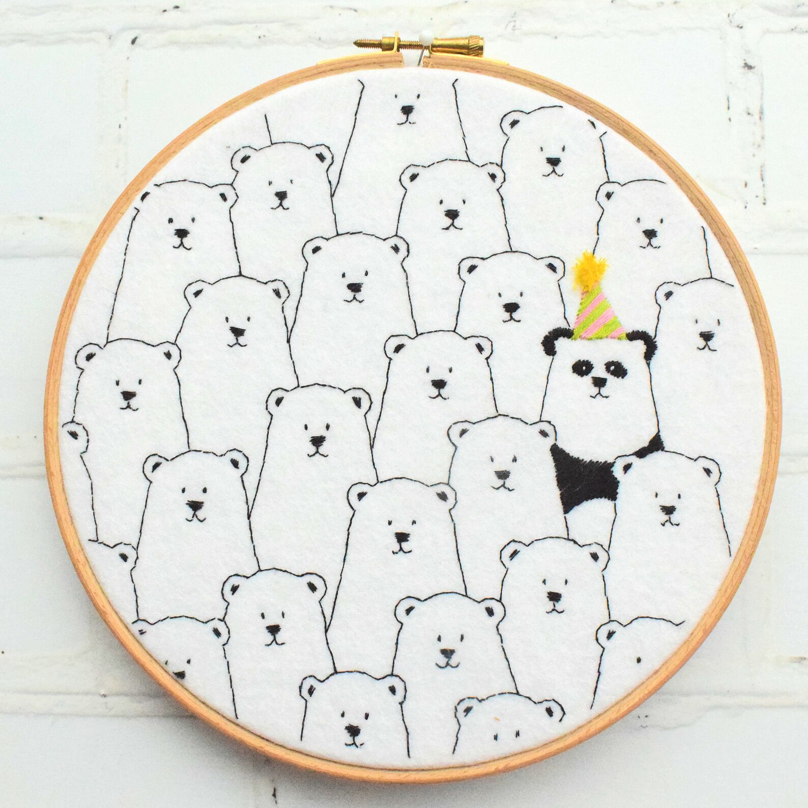 Party Panda Hoop Hand Embroidery Pattern Pdf Instant Download - Etsy