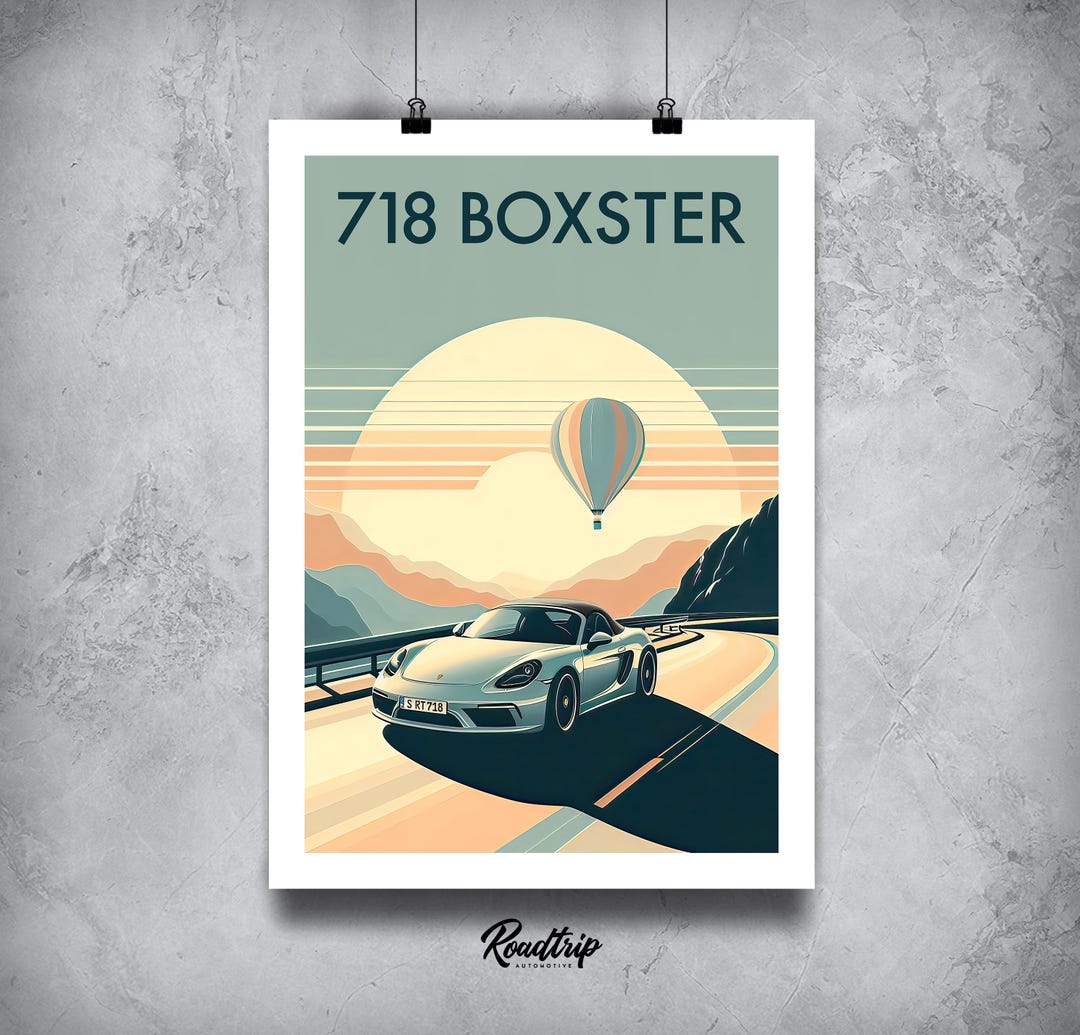 Porsche Boxster 718 BOXSTER Art Print Water-cooled Minimalist Design ...
