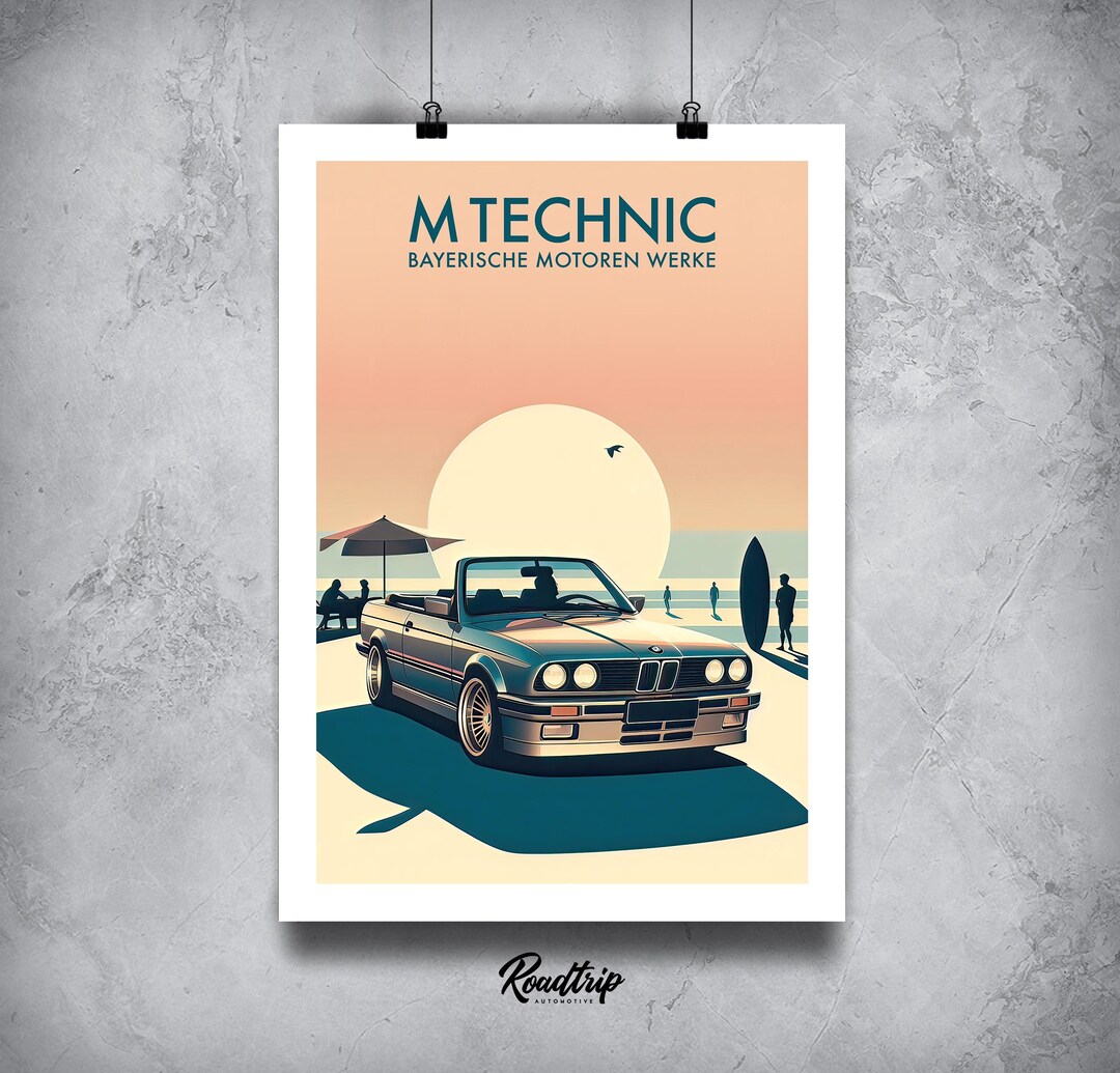 BMW E30 3 Series Convertible M TECHNIC Art Print 325i Minimalist Design ...