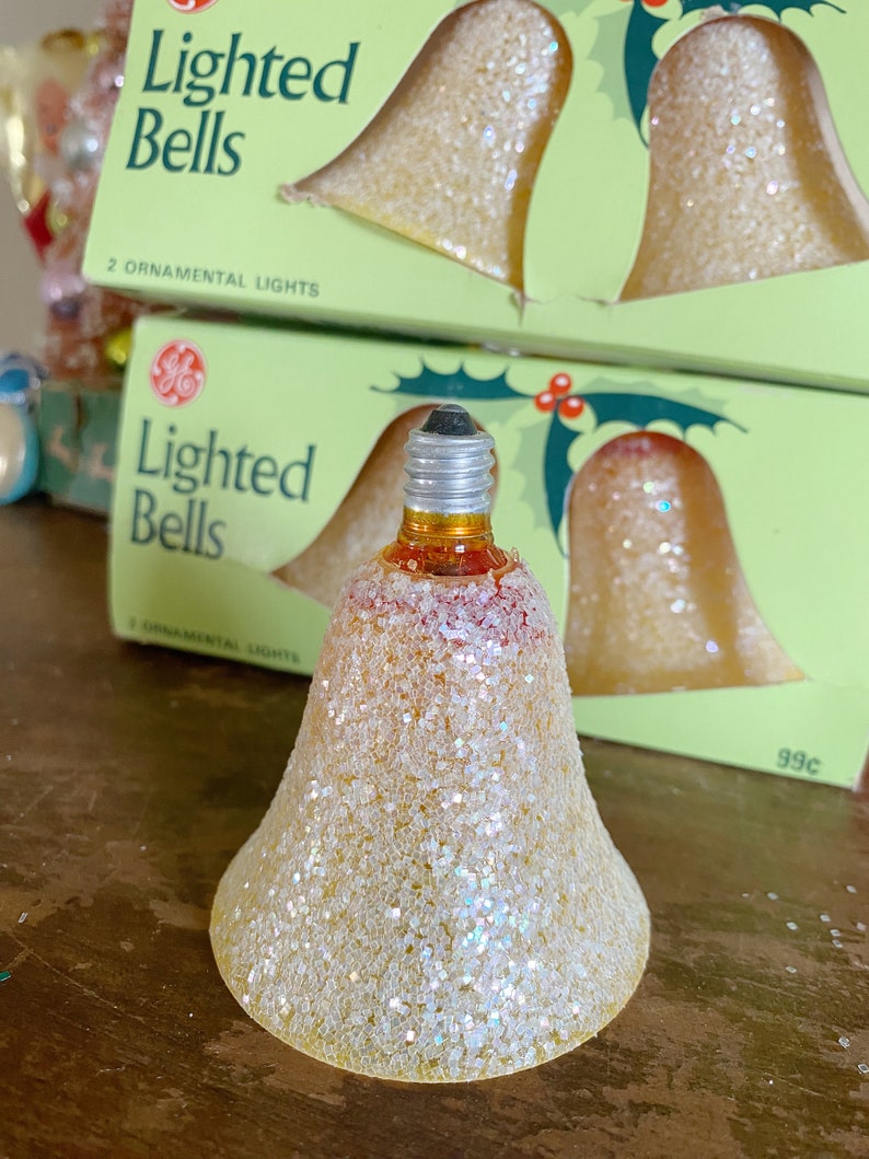 Vintage GE Lighted Christmas Bells Set of 3 Boxes, Mid-century Glitter ...