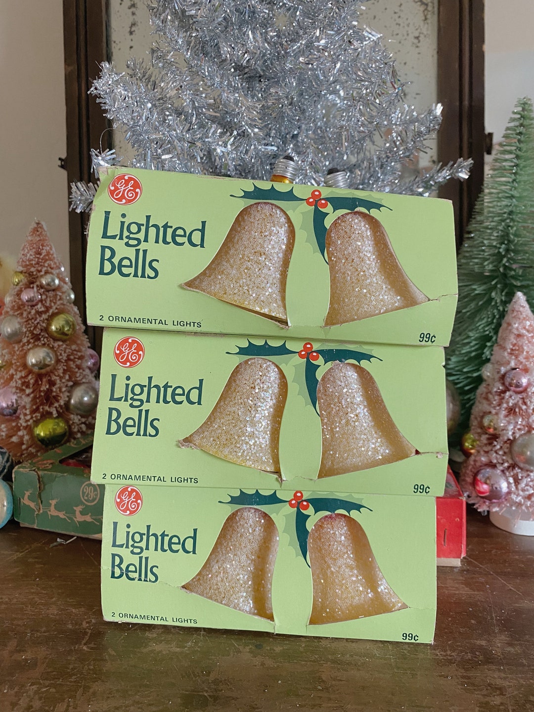 Vintage GE Lighted Christmas Bells Set of 3 Boxes, Mid-century Glitter ...