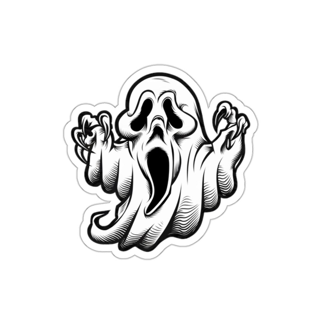 Ghost Sticker Spooky Halloween Decal, Creepy Laptop Sticker, Cute ...