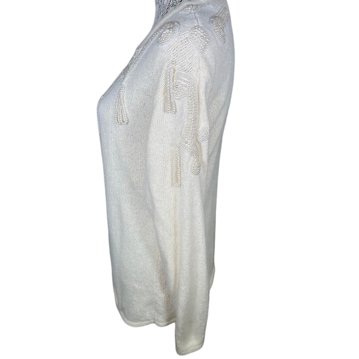 I.B. Diffusion Vintage Women's Cream Color Sweater Pearl Embellishments ...