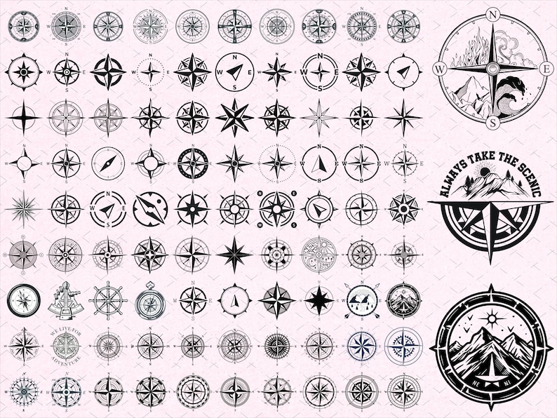 Compass Collection Set| Compass SVG| Nautical Compass| Compass Clipart ...