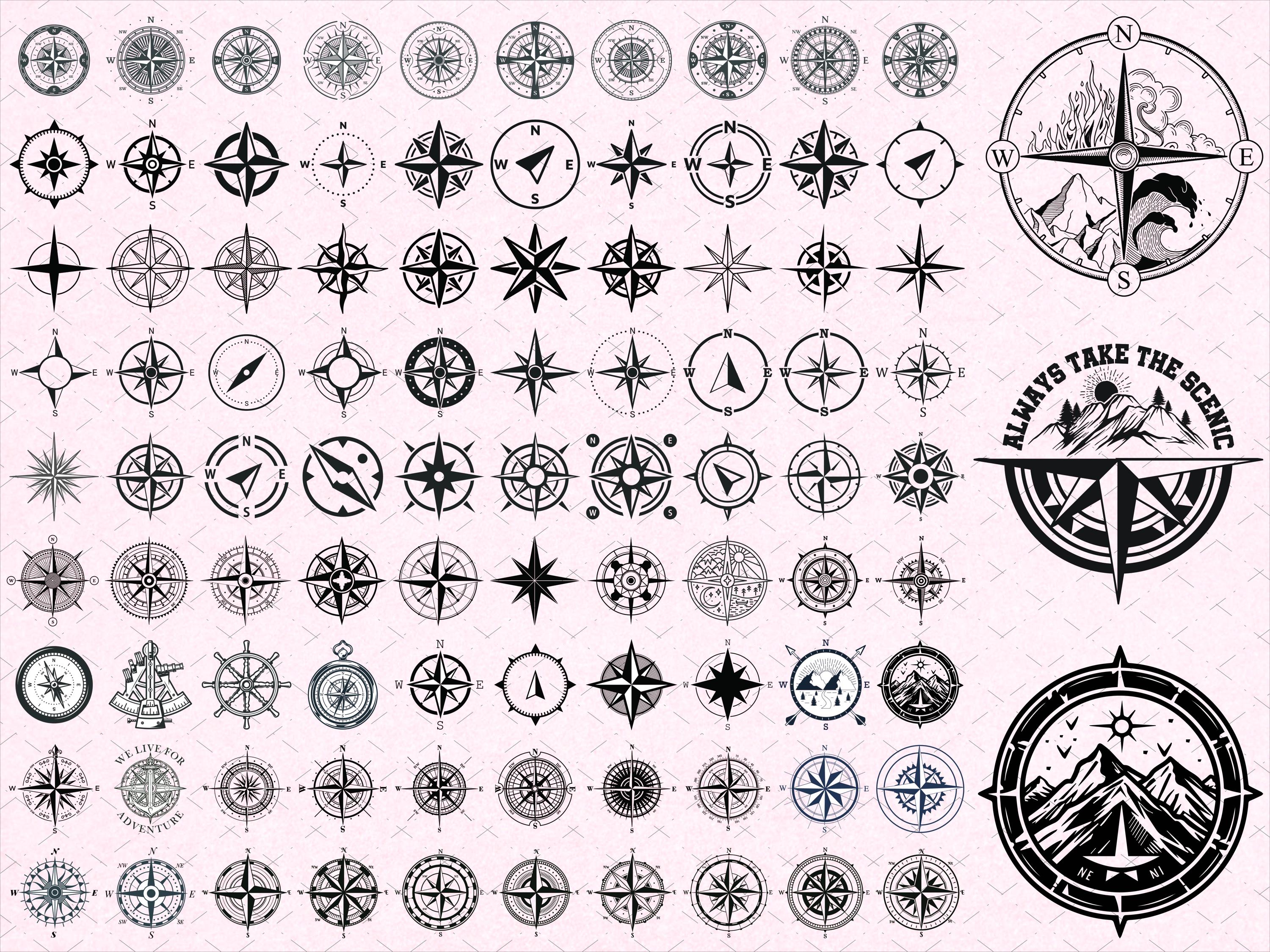 Compass Collection Set| Compass SVG| Nautical Compass| Compass Clipart ...