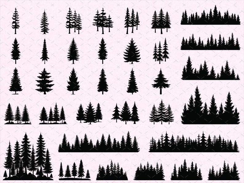 Mountain Forest Tree SVG Bundle: Landscape Silhouette (digital Download ...