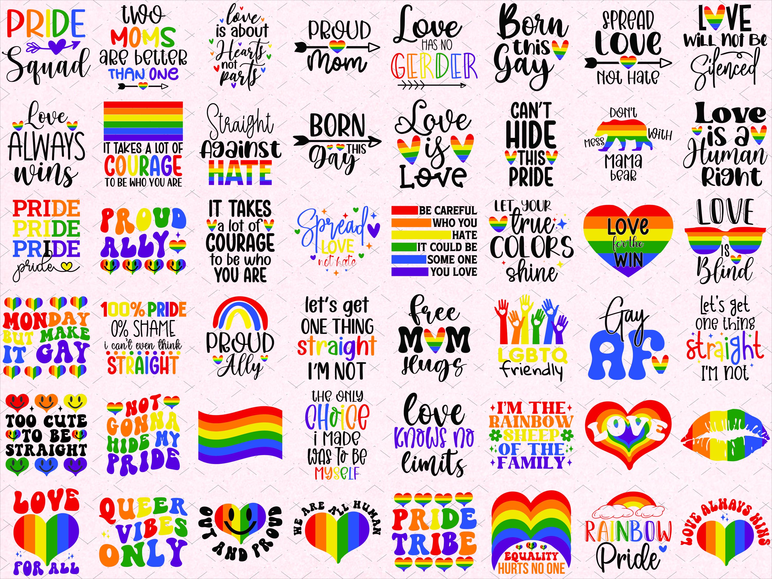 LGBTQ Pride SVG Bundle: Rainbow Designs, Quotes (digital File, Instant ...