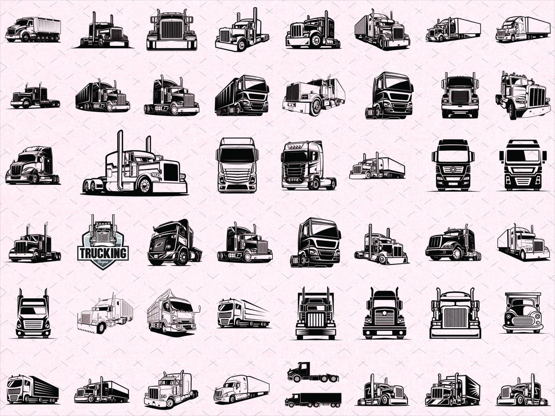 Semi Truck SVG Clipart Bundle: Trucker Logo Designs (digital Download ...