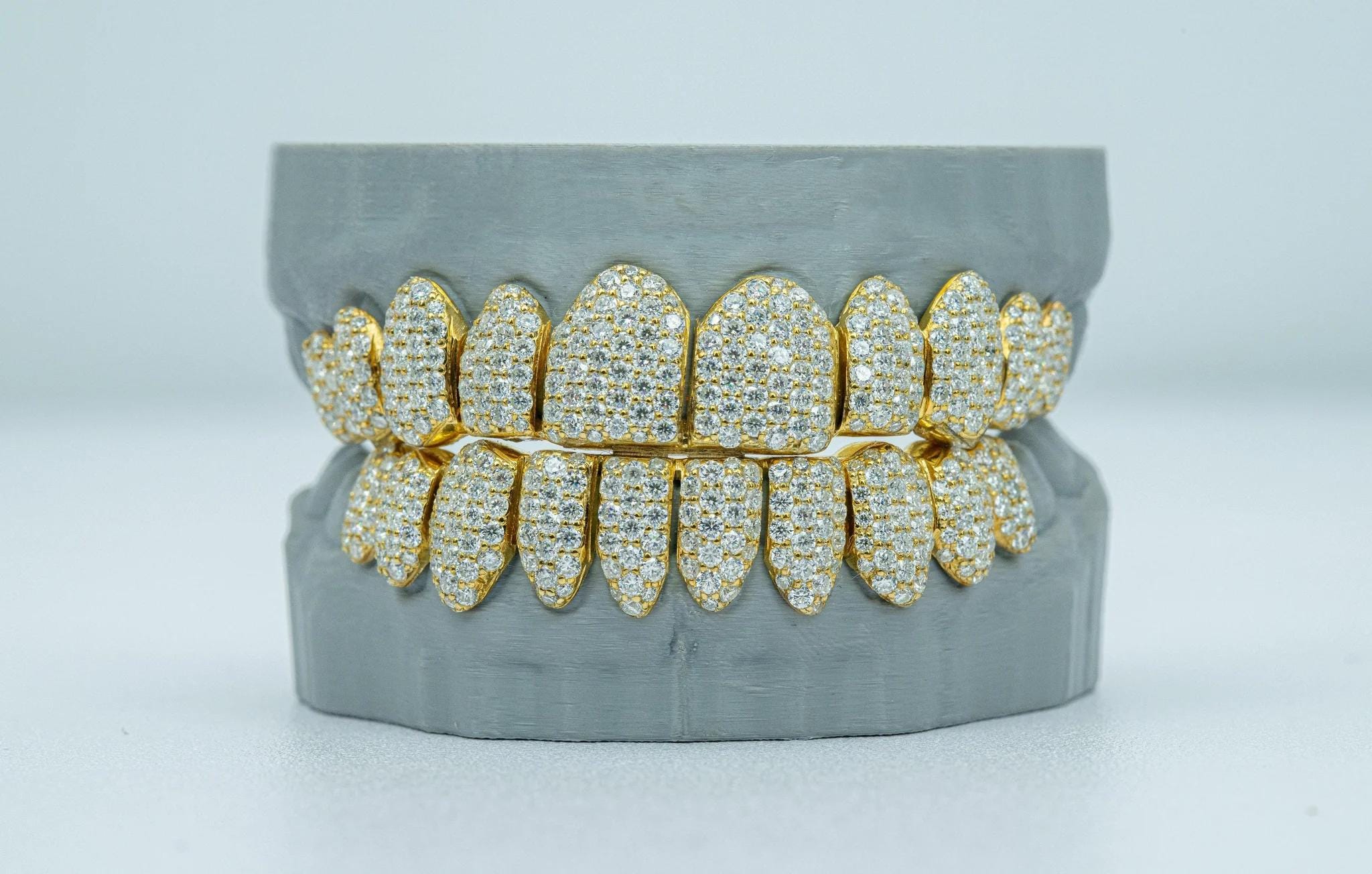 Diamond Grillz Custom Full Bust Down Lab Diamond Dental Grillz Full Ice ...