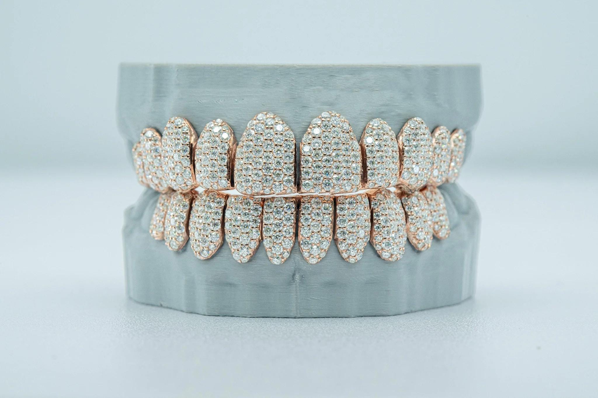 Diamond Grillz Custom Full Bust Down Lab Diamond Dental Grillz Full Ice ...