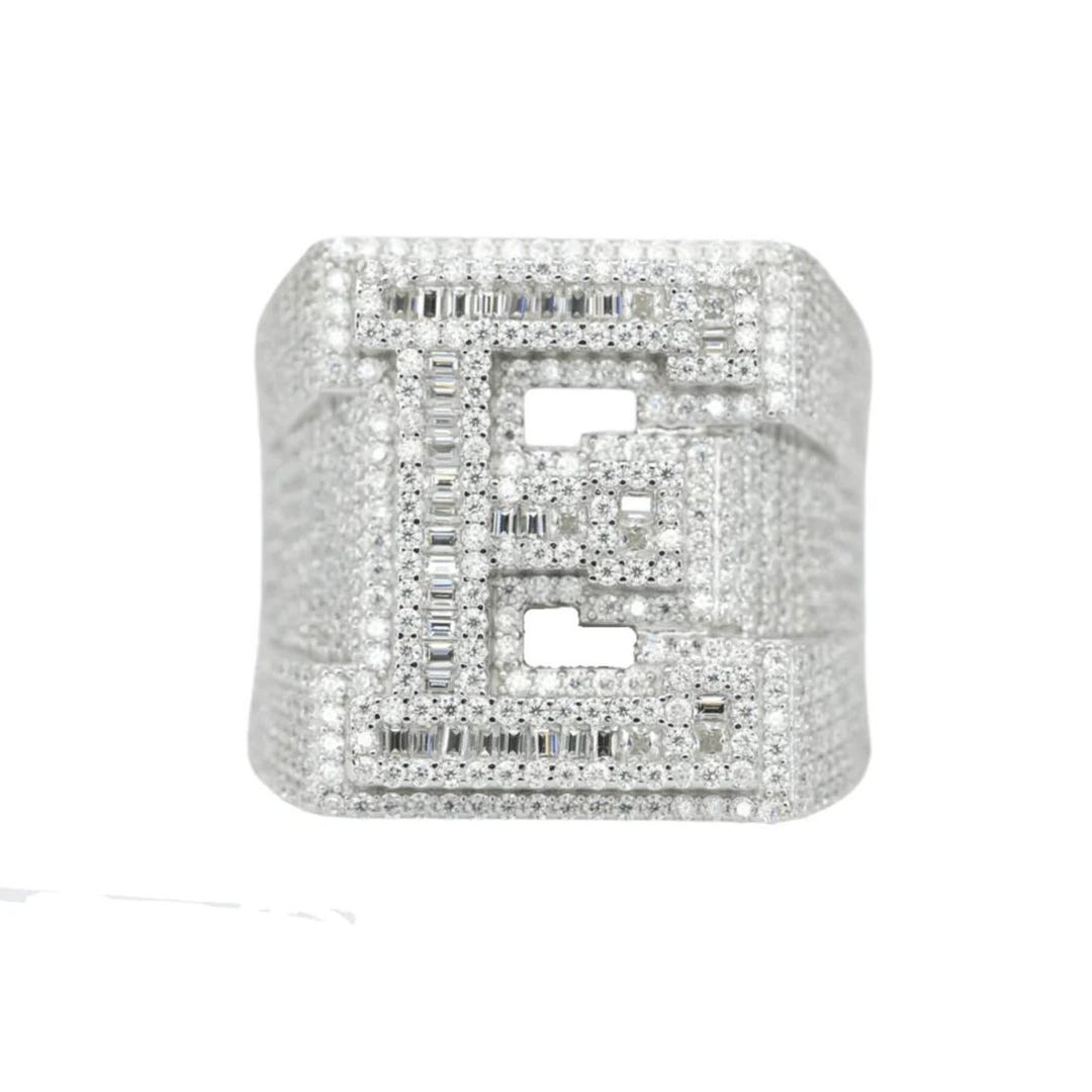 Round and Baguette Letter E Ring - Etsy