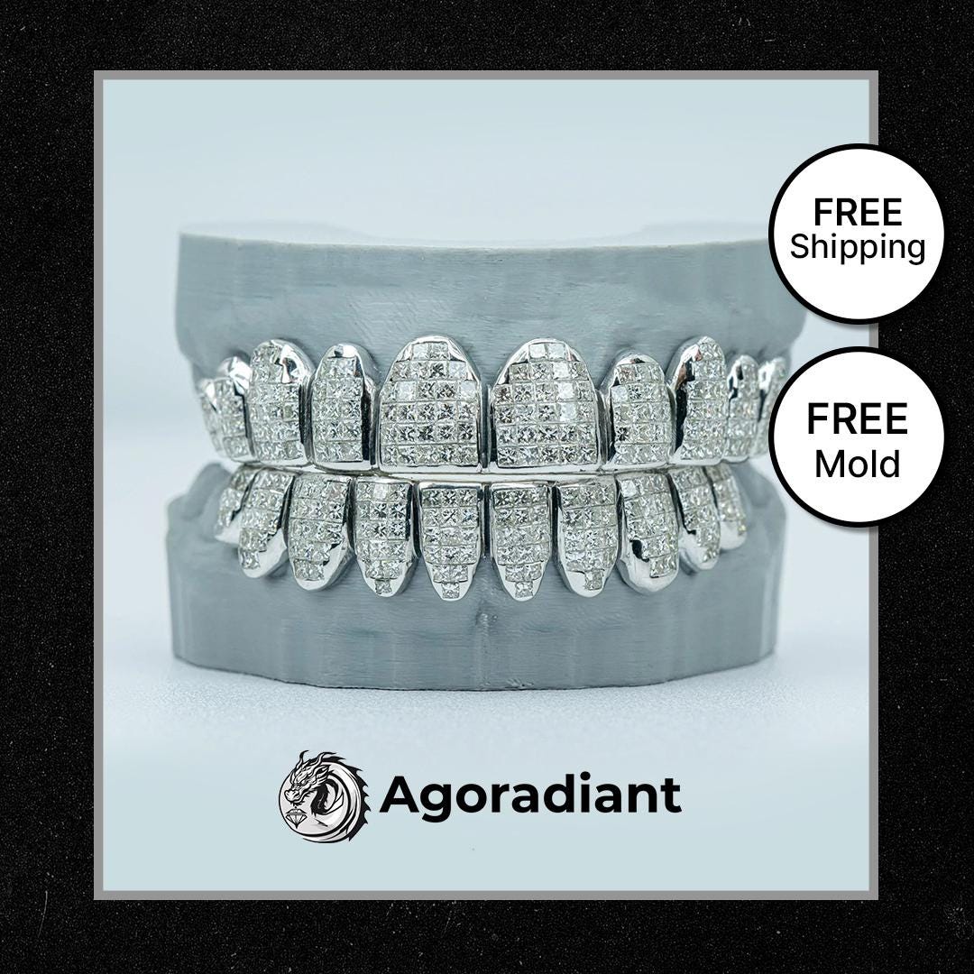 VVS Moissanite Diamond Grillz | Custom Diamond Princess Cut Invisible ...