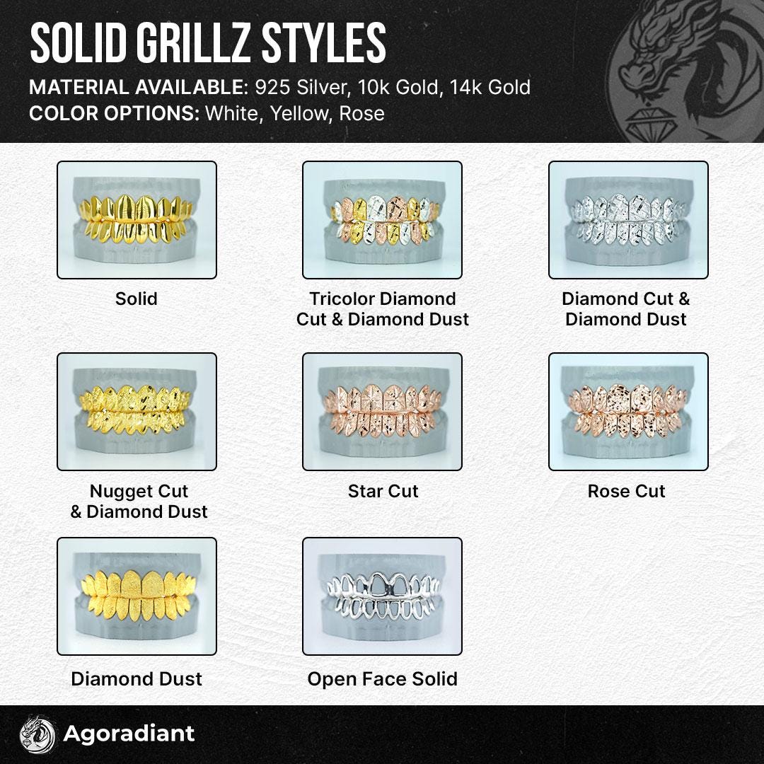 Solid Grillz | Custom Open Face Silver | Gold Teeth Jewelry | Dental ...
