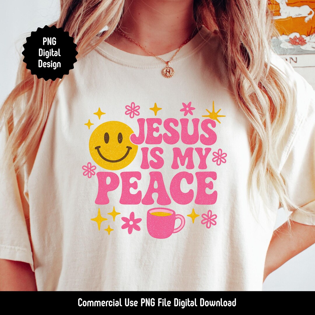 Retro Christian PNG Design: Jesus is My Peace, Smiley Face (digital ...