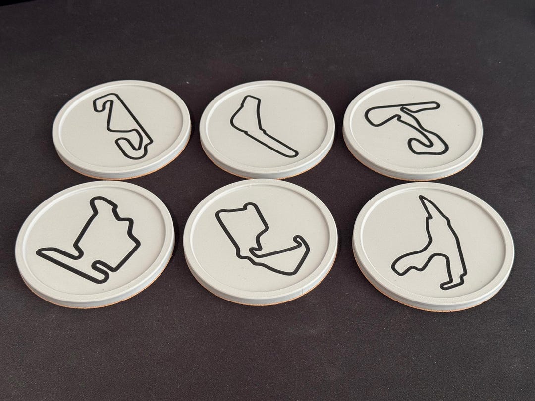CUSTOM F1 Inspired Race Track Drinks Coasters With Cork Base and Holder ...