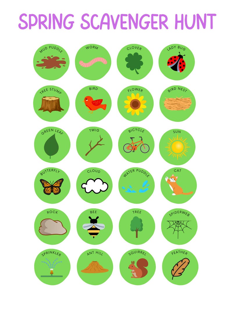 Spring Scavenger Hunt Printable for Kids | Outdoor Activity | Digital ...