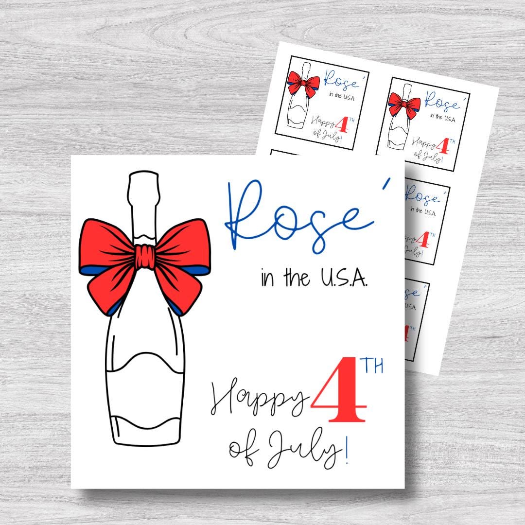 July 4th Printable Gift Tag | Rose’ in the USA Gift Label | DIGITAL ...