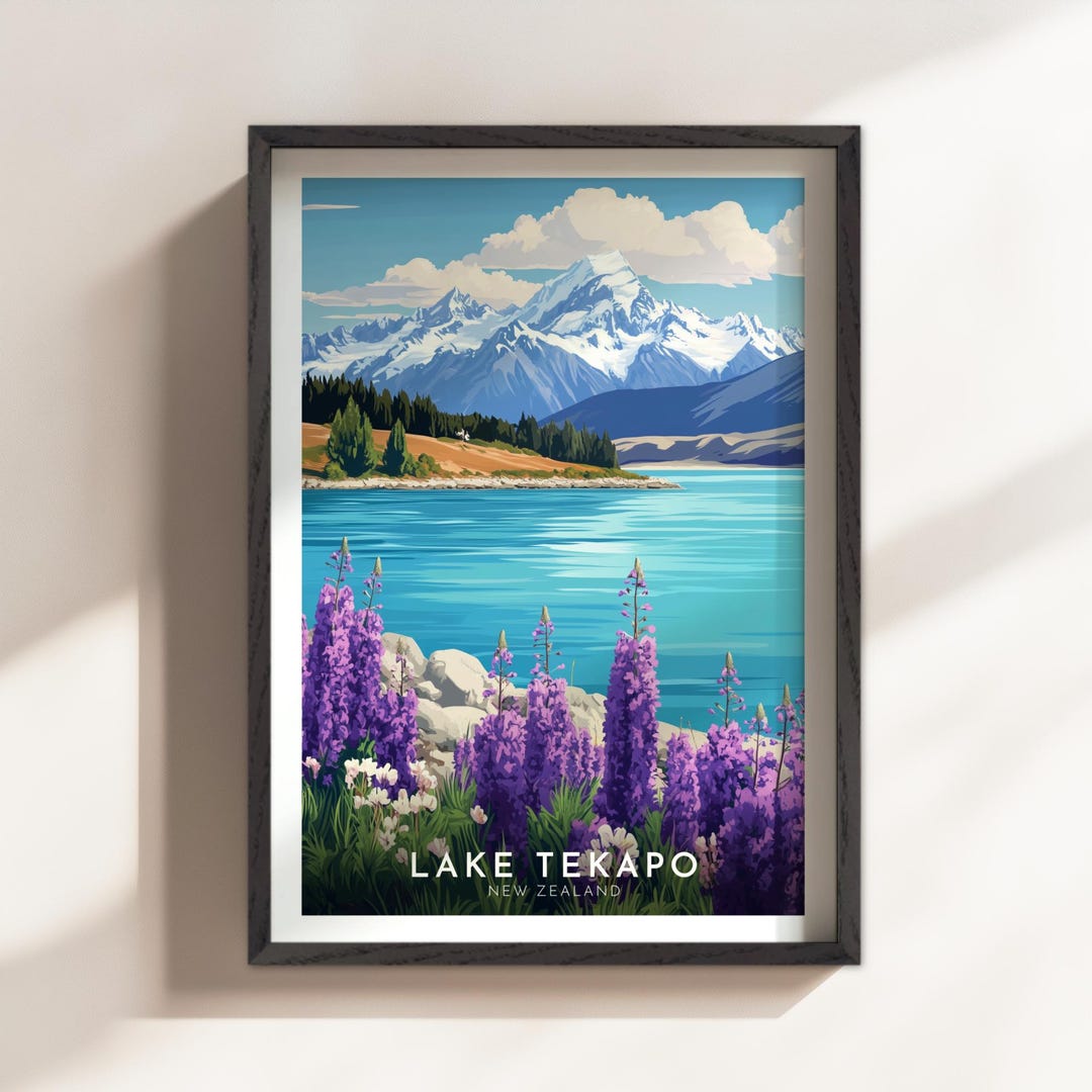 Lake Tekapo Wall Art Print, Lake Tekapo Travel Poster, NZ City Wall Art ...