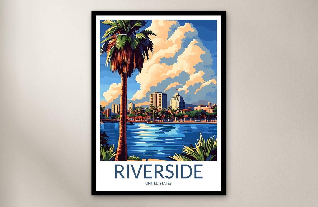 Riverside Travel Poster Wall Art Print, United States Poster Home Decor ...