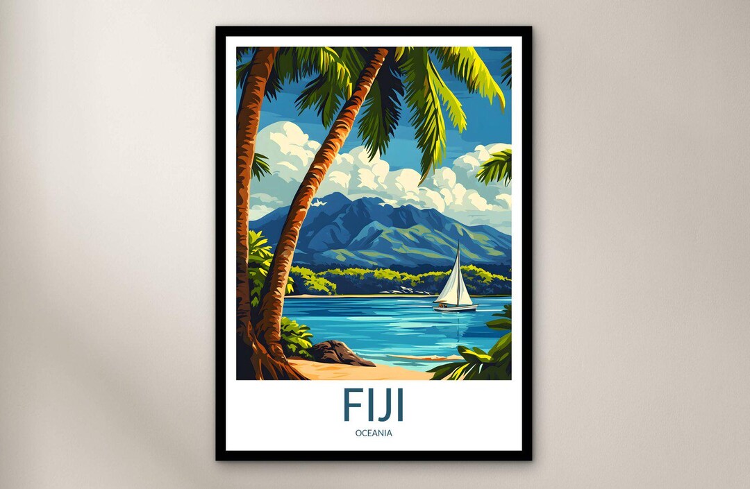 Fiji Travel Poster Wall Art Print, Oceania Poster Home Decor Gift ...