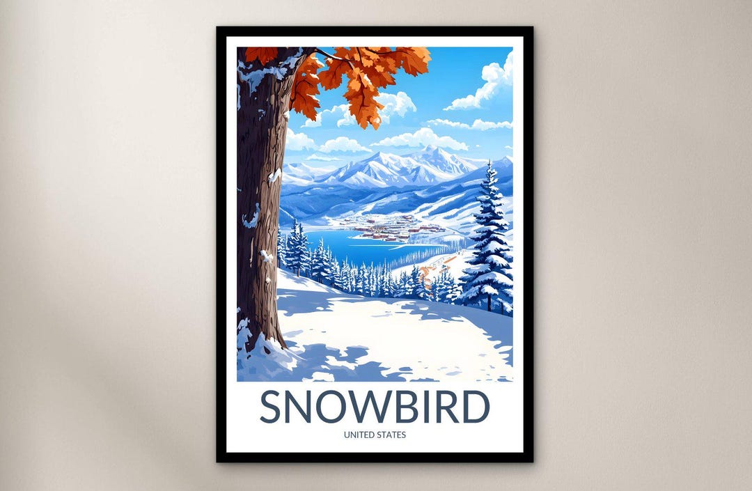 Snowbird Travel Poster Wall Art Print, United States Poster Home Decor ...