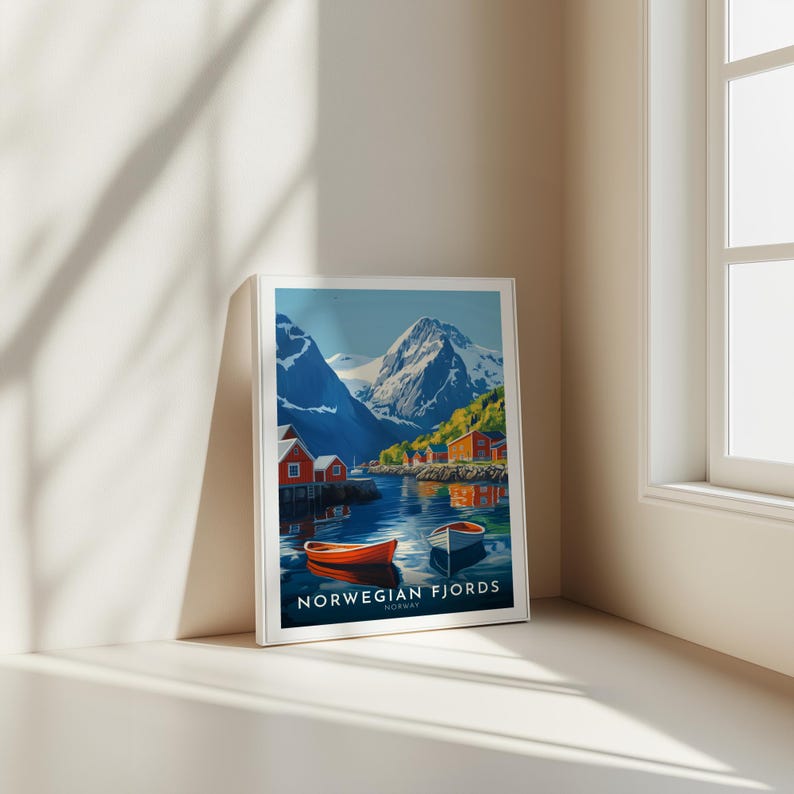 Norwegian Fjords Wall Art Print, Scandinavia Travel Poster, Nordic Wall ...