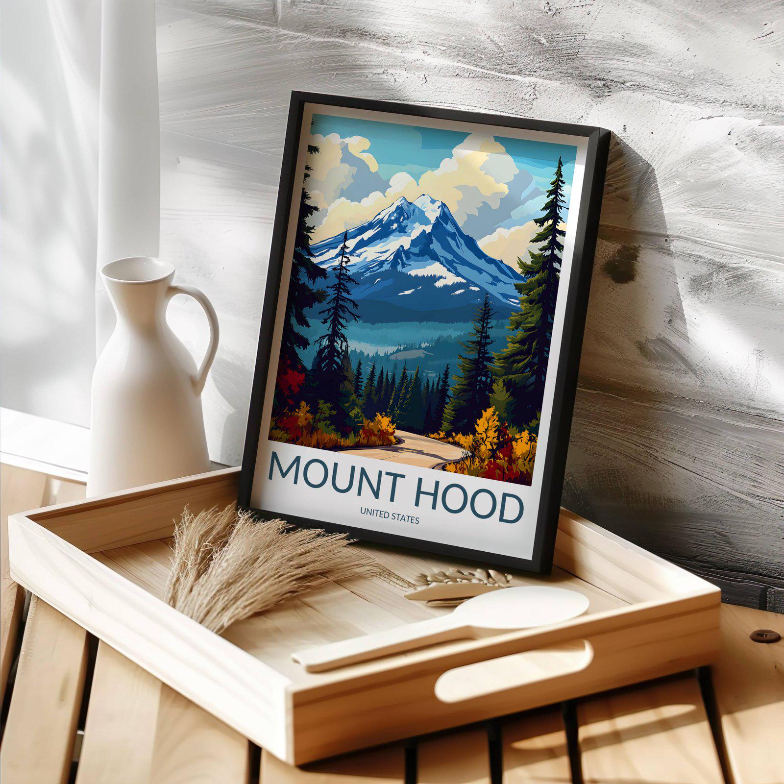 Mount Hood National Forest Travel Poster Wall Art Print, United States ...