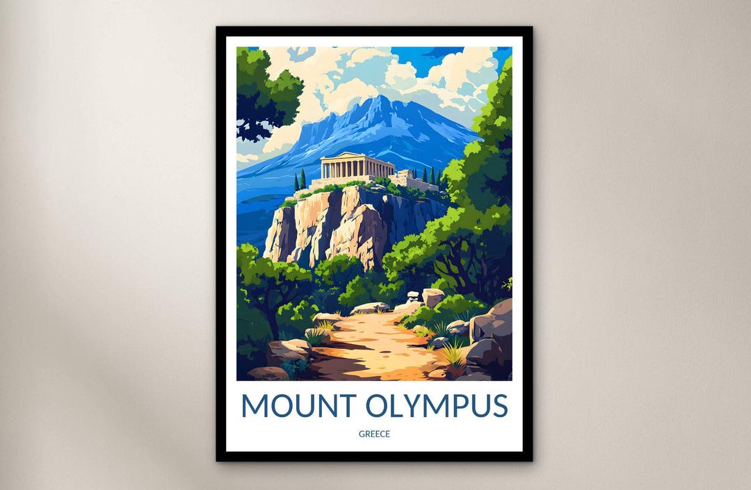 Mount Olympus Travel Poster Wall Art Print, Greece Poster Home Decor ...
