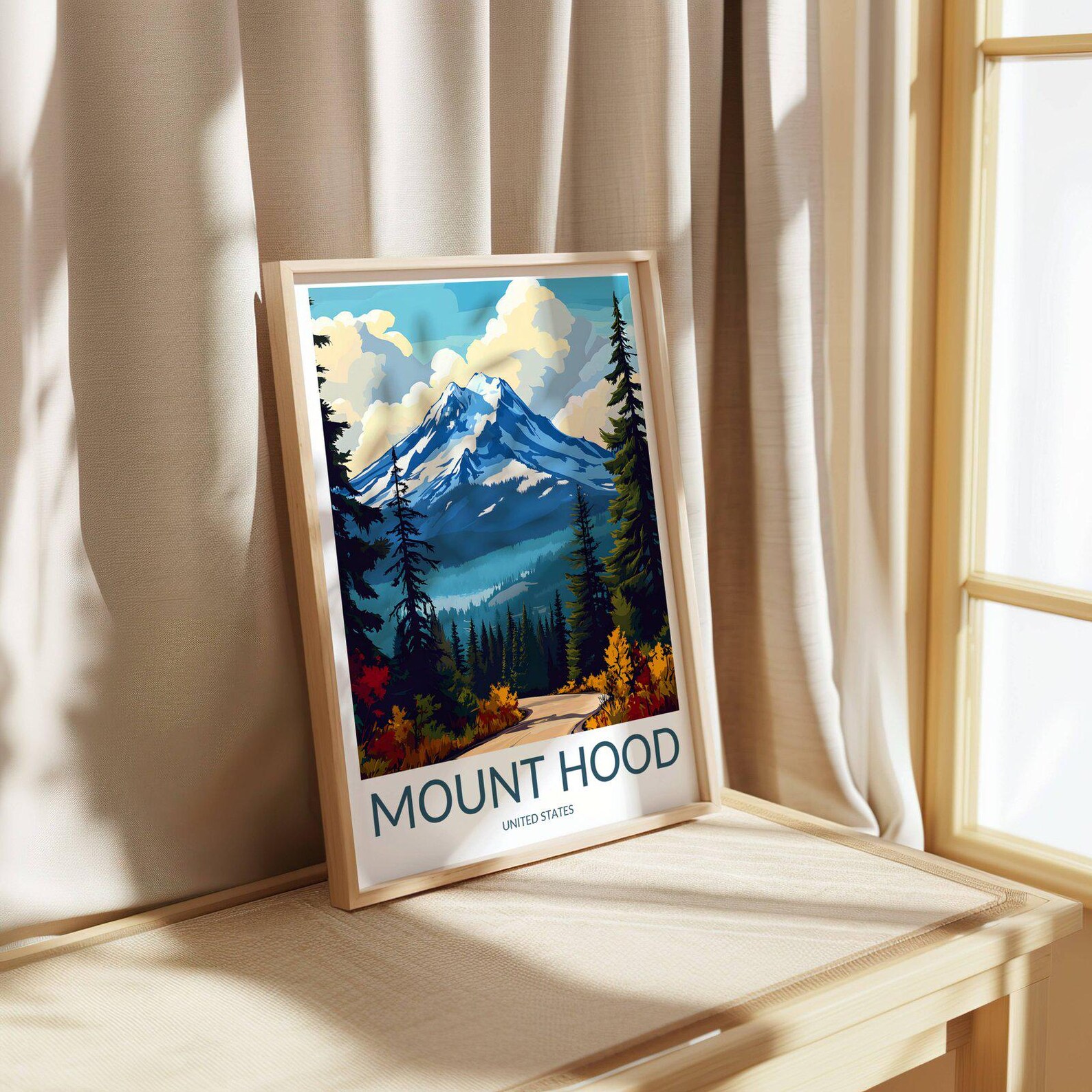Mount Hood National Forest Travel Poster Wall Art Print, United States ...