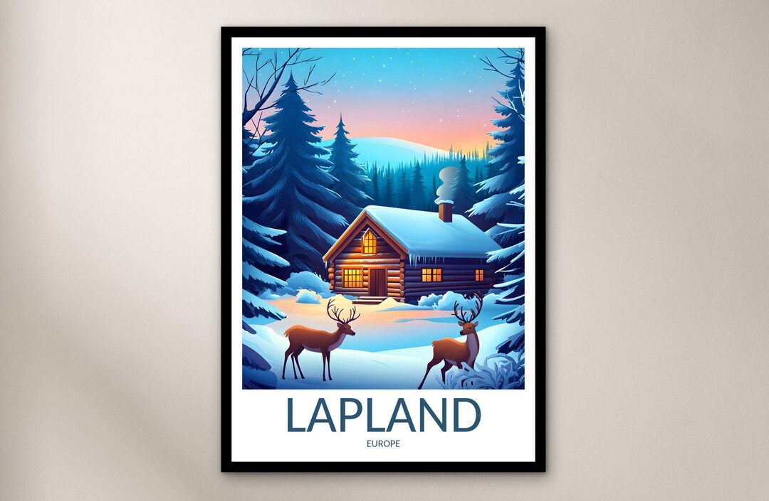 Lapland Travel Poster Wall Art Print, Europe Poster Home Decor Gift ...