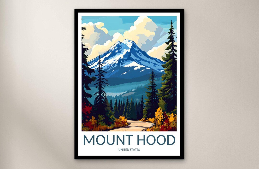 Mount Hood National Forest Travel Poster Wall Art Print, United States ...