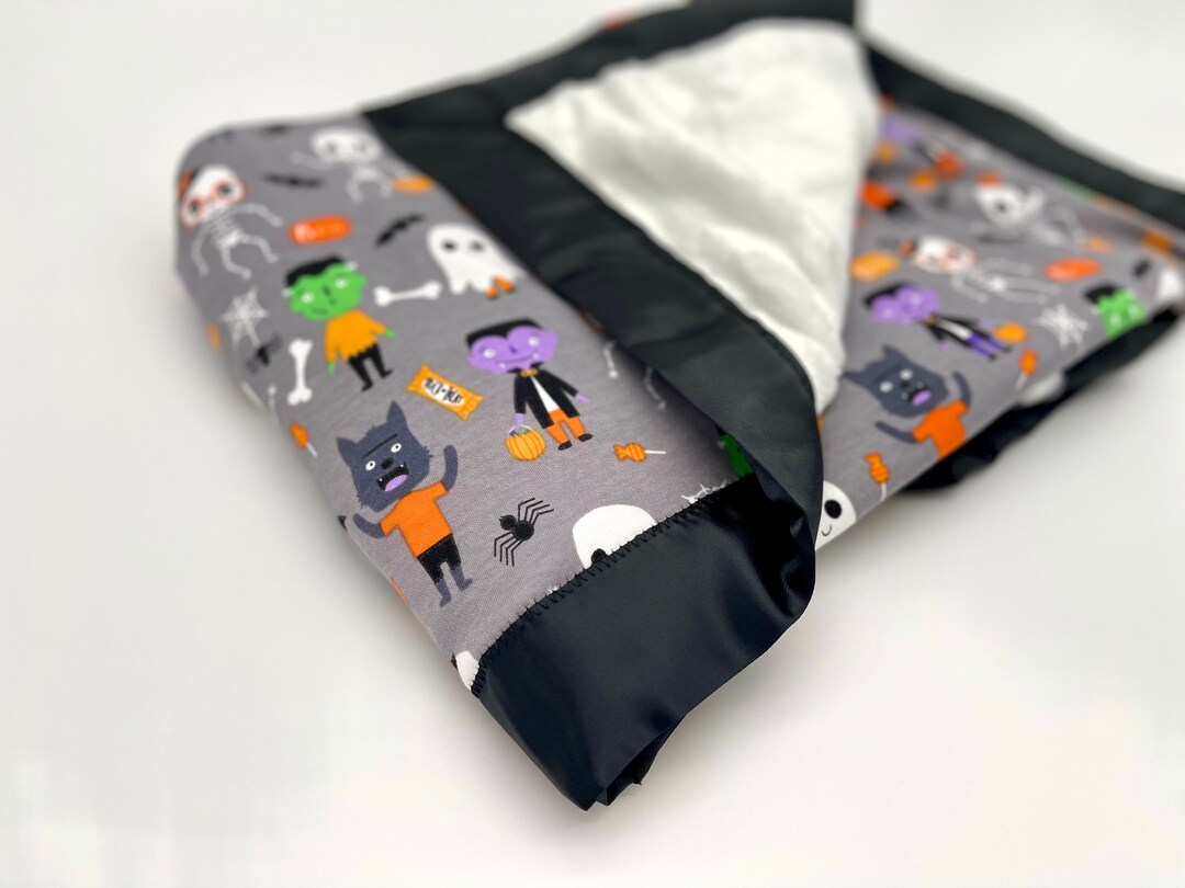 Personalized Halloween Baby Blanket, Minky Halloween Blanket, Skeleton ...