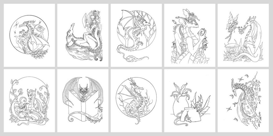 Digital Download Coloring Book Dragons Vol 1 by Amy Brown - Etsy