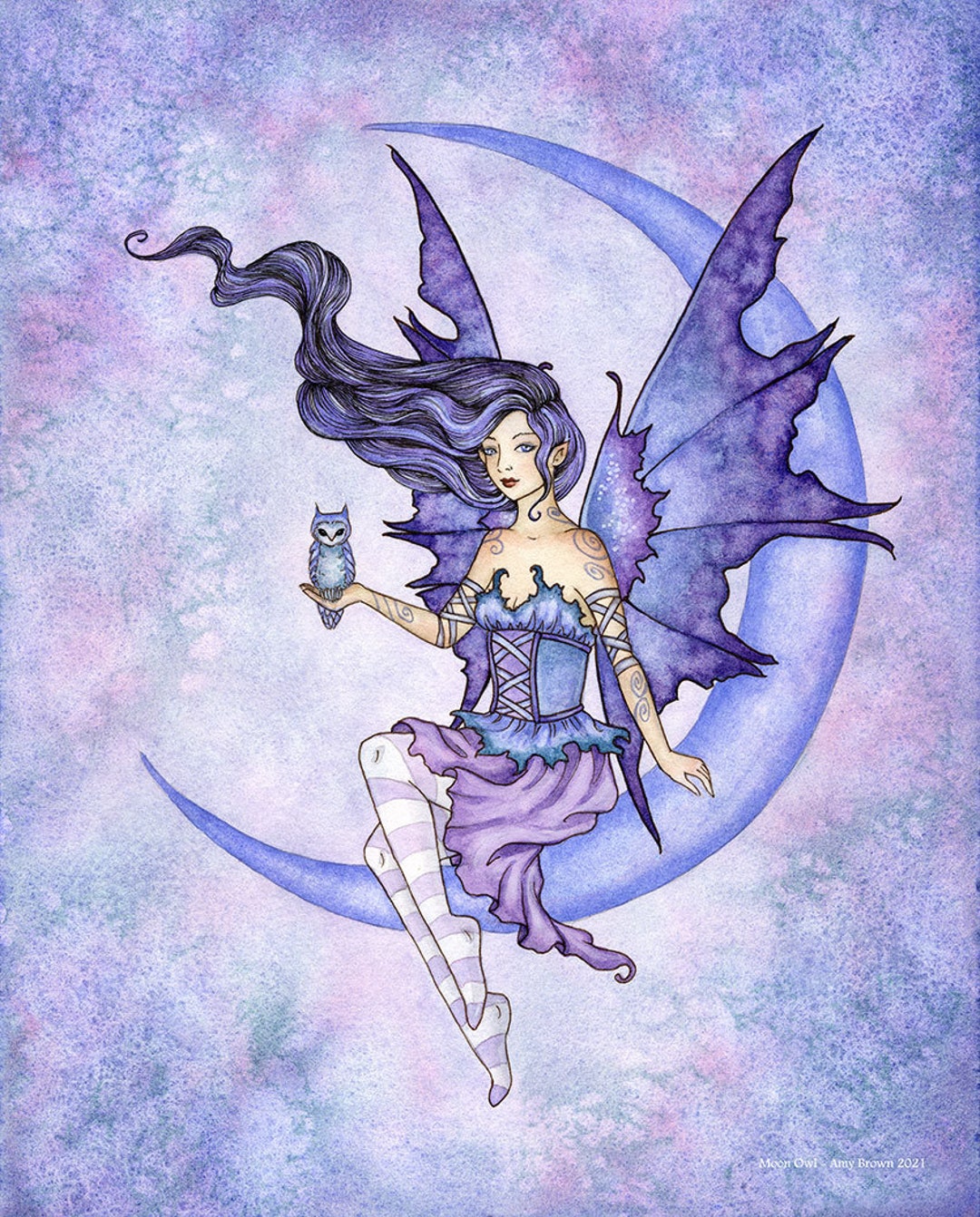 SIGNED 8x10 PRINT Moon Owl Fairy by Amy Brown - Etsy