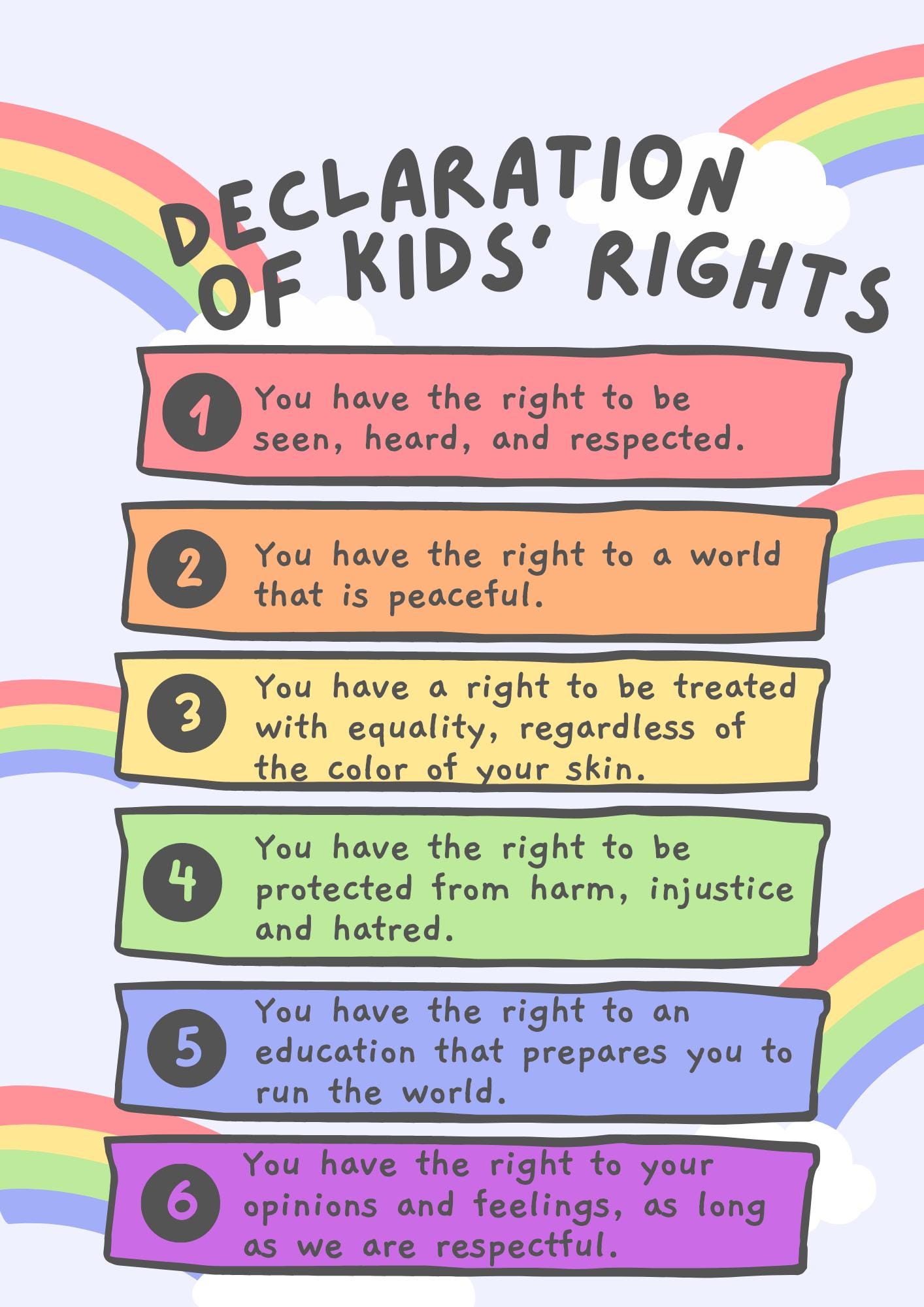 Declaration of Kid's Rights - Etsy