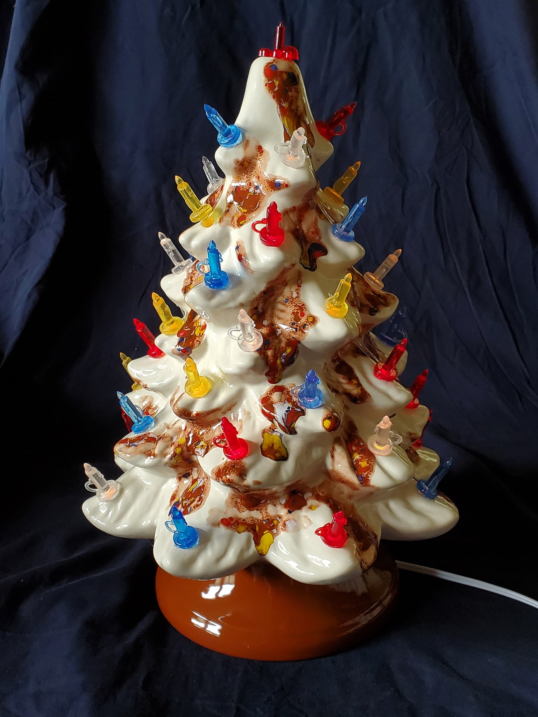 Hand Painted Ceramic Lighted Birthday Cake Tree - Etsy