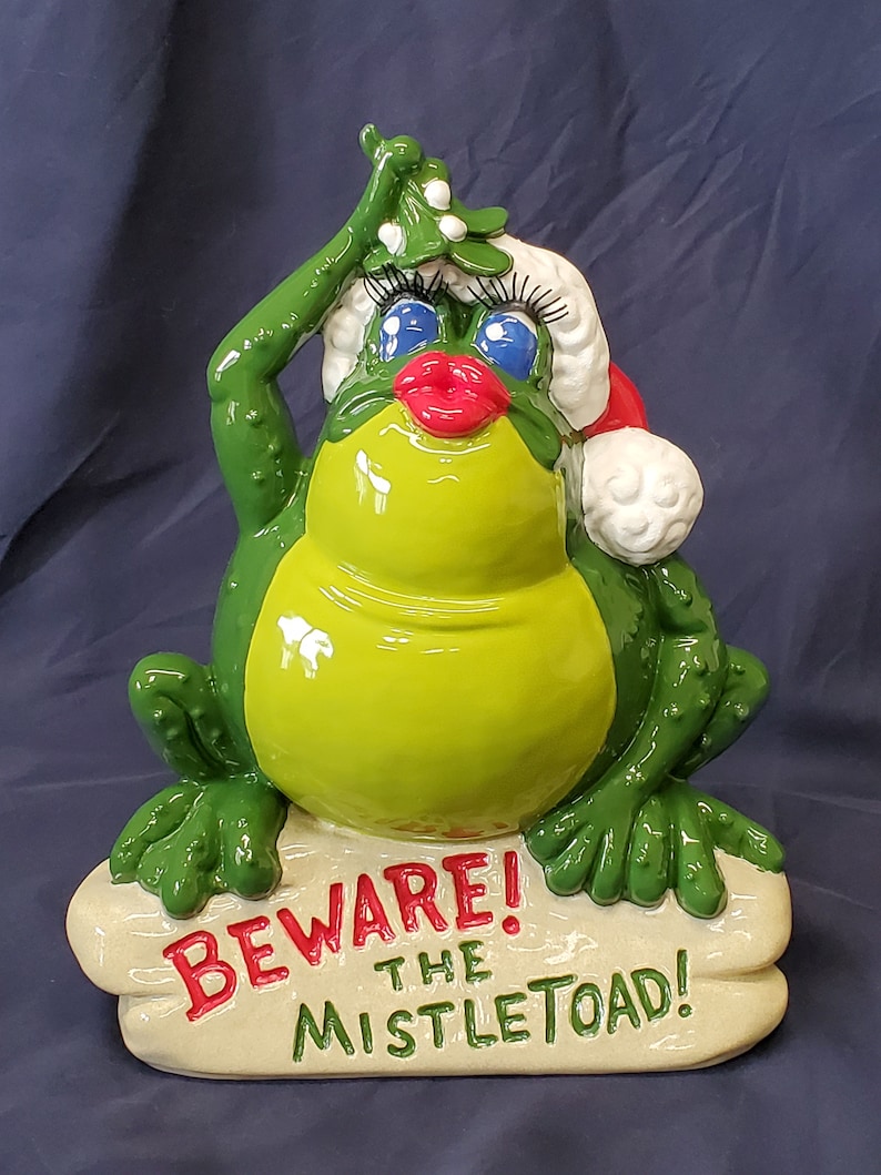 Hand Painted Ceramic Mistletoad Statue - Etsy